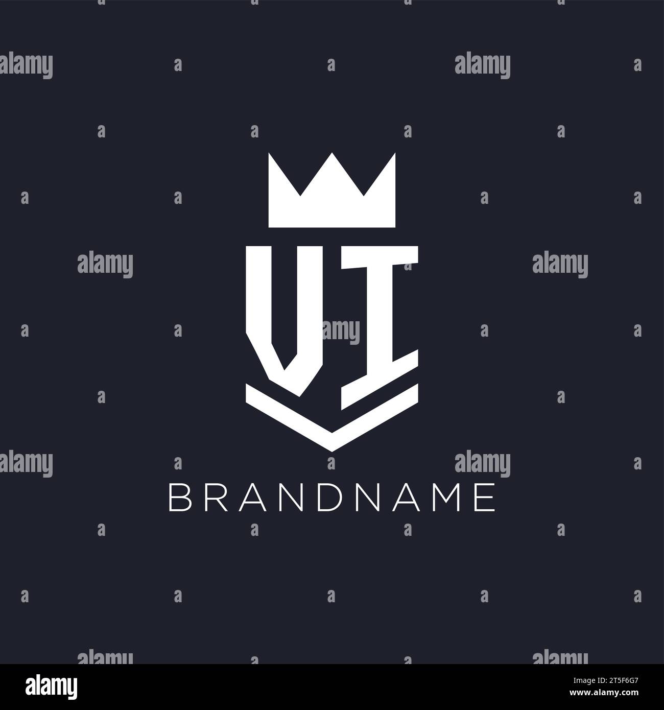 VI logo with shield and crown, initial monogram logo design ideas Stock ...