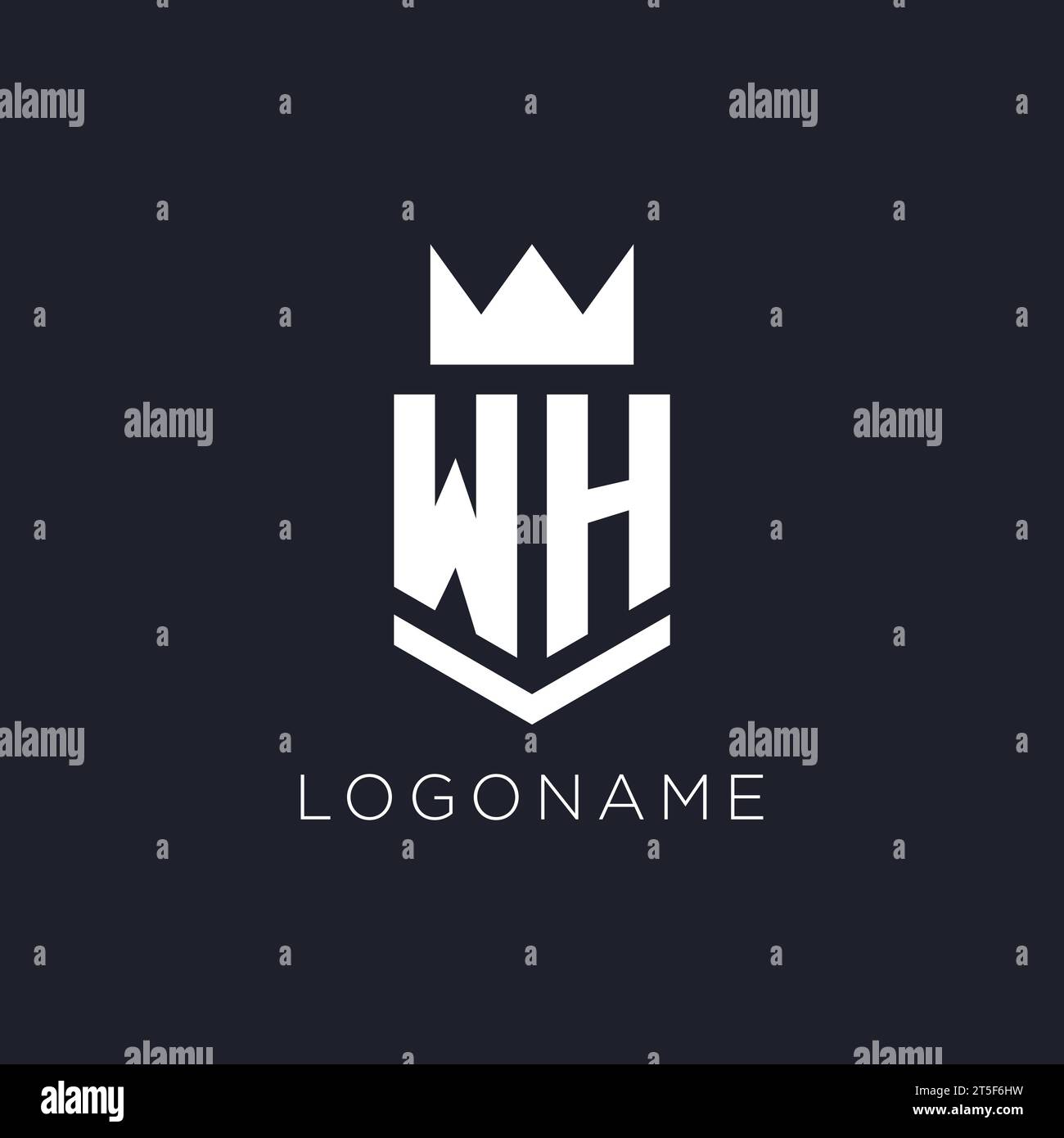 WH logo with shield and crown, initial monogram logo design ideas Stock ...