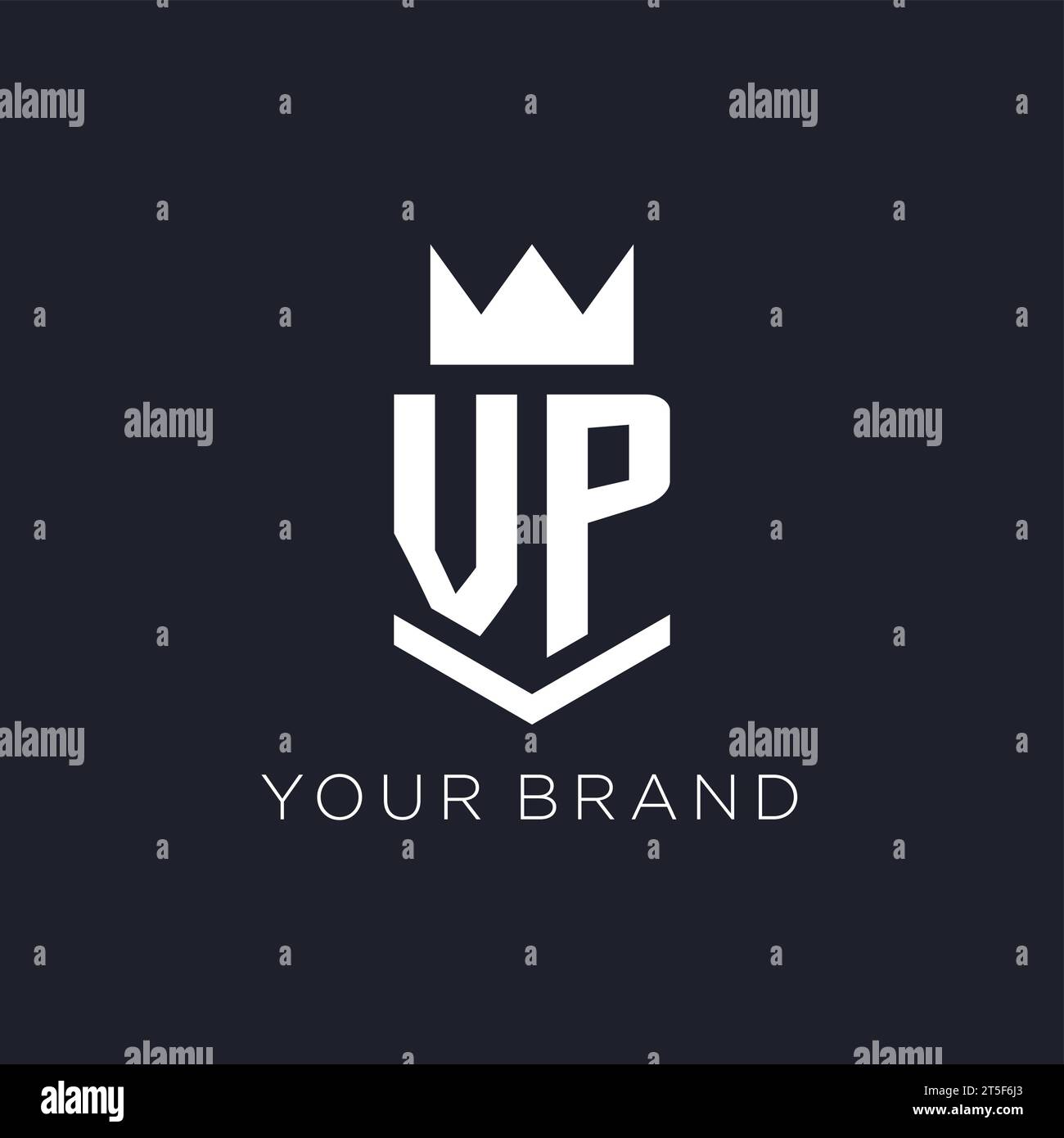 VP logo with shield and crown, initial monogram logo design ideas Stock ...