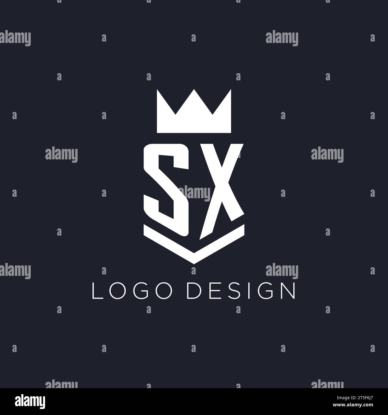 SX logo with shield and crown, initial monogram logo design ideas Stock ...
