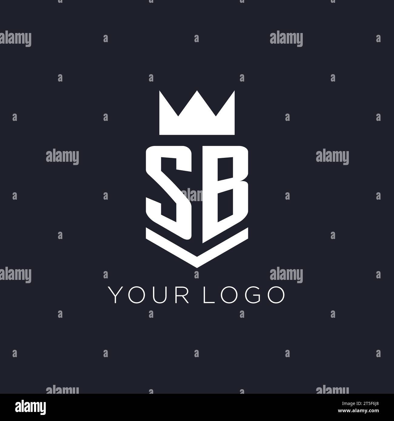 SB logo with shield and crown, initial monogram logo design ideas Stock ...