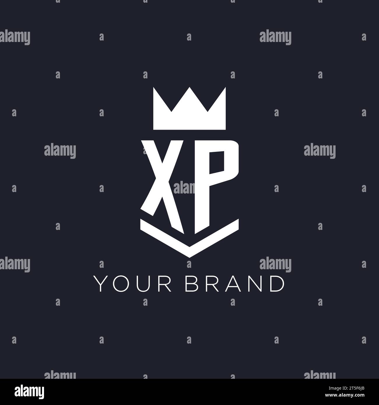 XP logo with shield and crown, initial monogram logo design ideas Stock ...