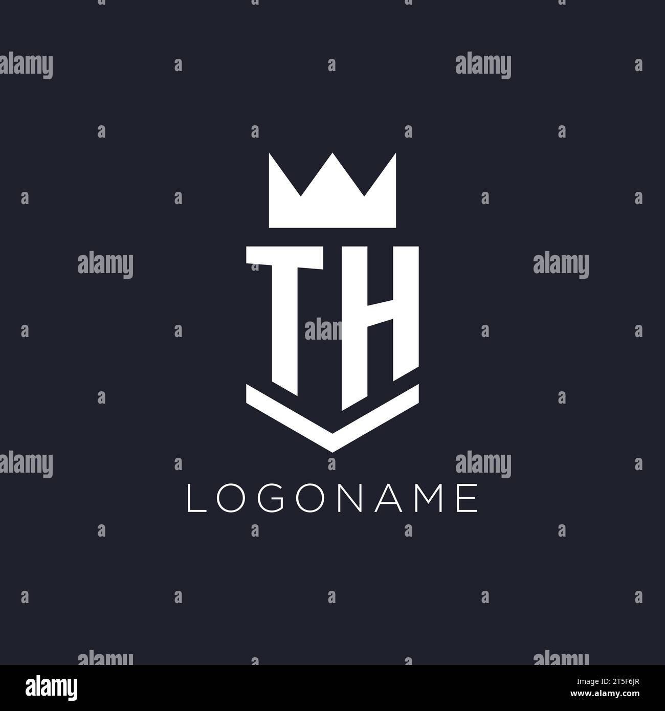 TH logo with shield and crown, initial monogram logo design ideas Stock ...