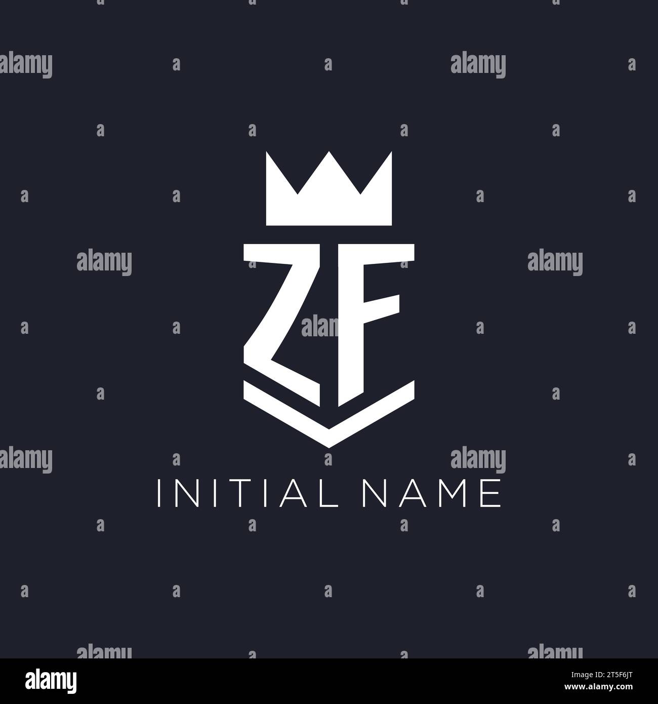 ZF logo with shield and crown, initial monogram logo design ideas Stock ...