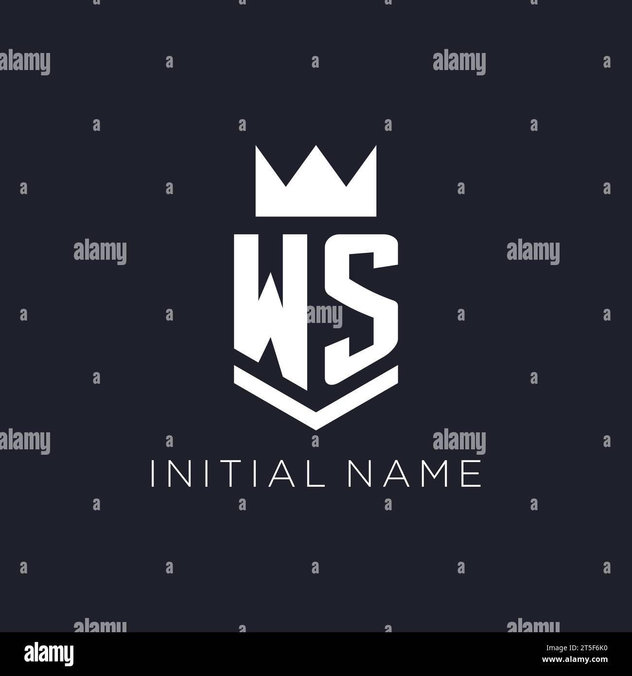 WS logo with shield and crown, initial monogram logo design ideas Stock ...