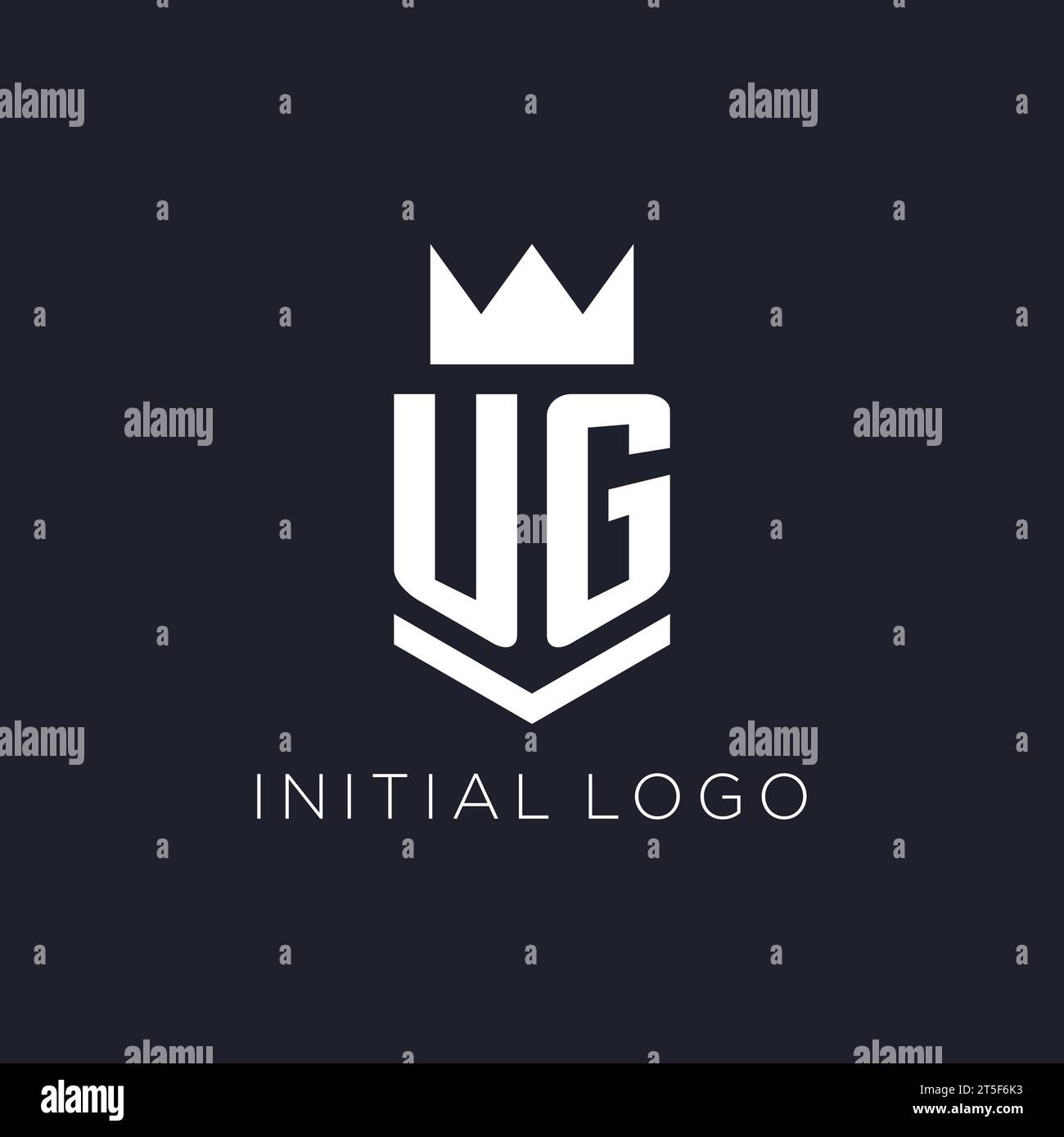 UG logo with shield and crown, initial monogram logo design ideas Stock ...