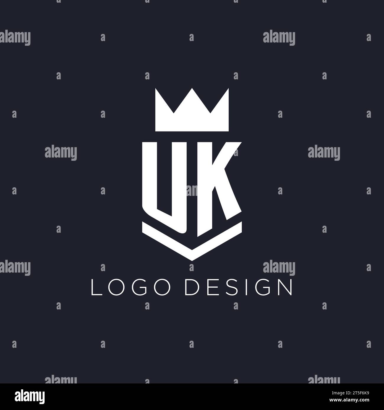 UK logo with shield and crown, initial monogram logo design ideas Stock ...