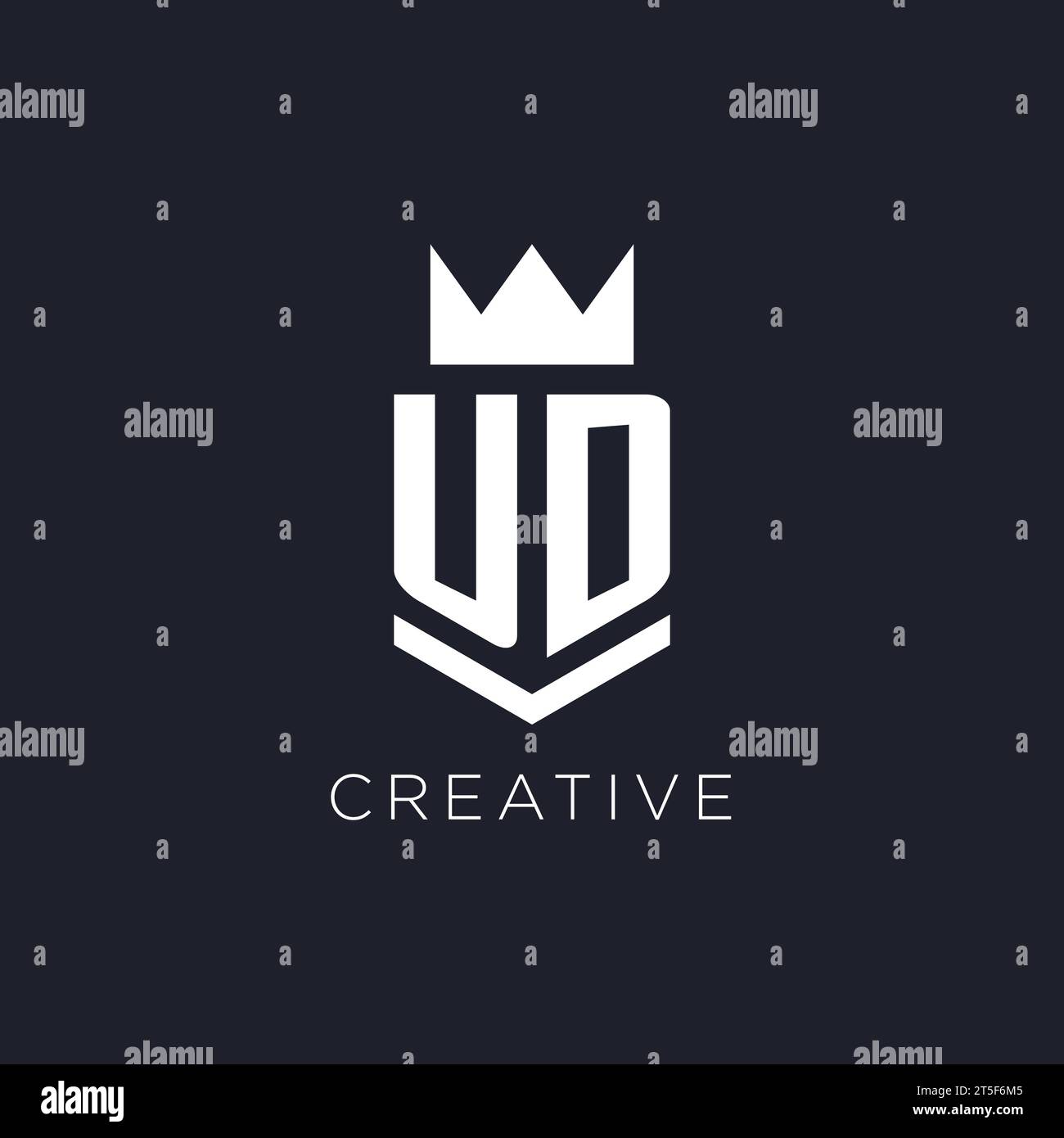 UD logo with shield and crown, initial monogram logo design ideas Stock ...