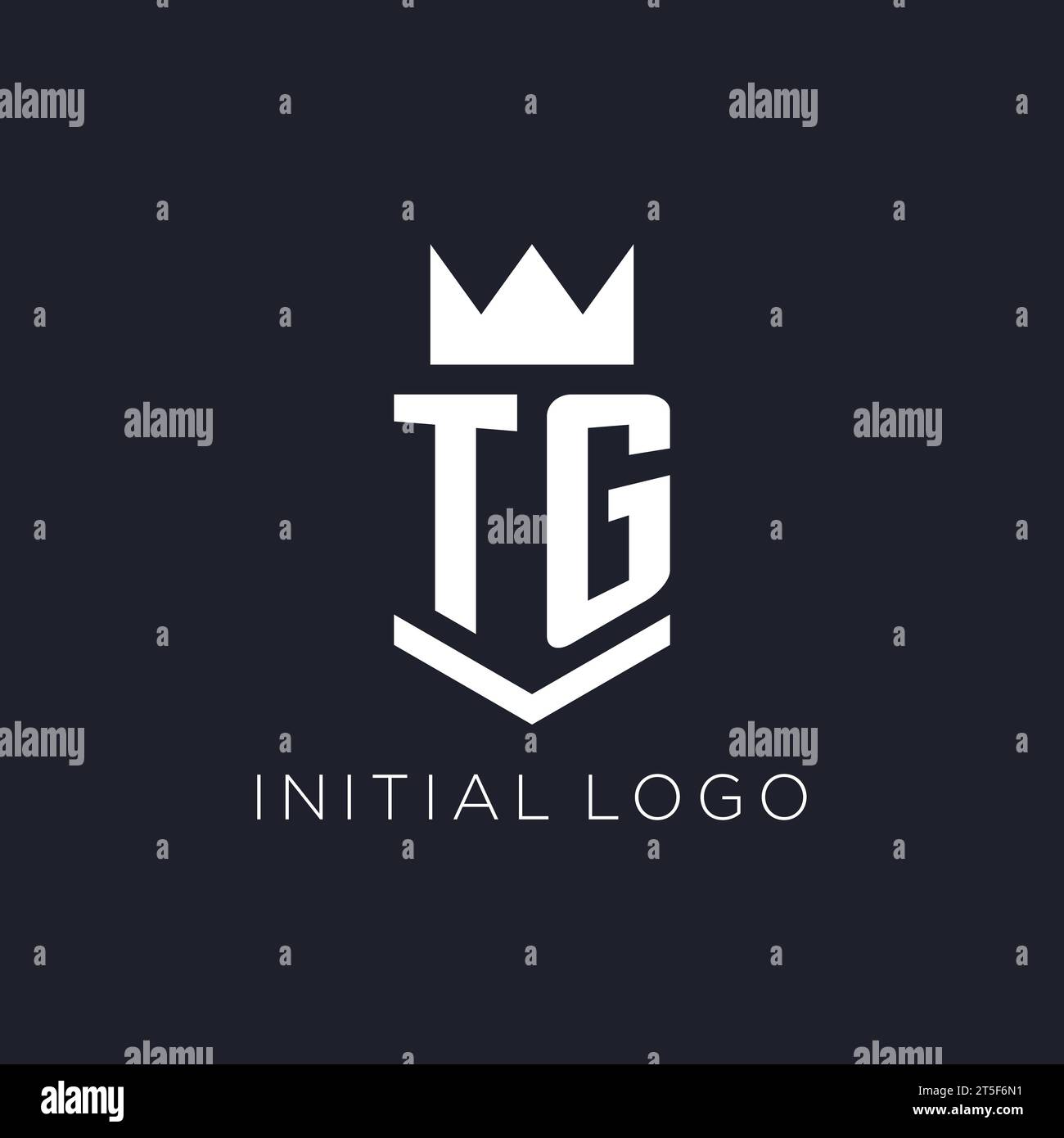 TG logo with shield and crown, initial monogram logo design ideas Stock ...