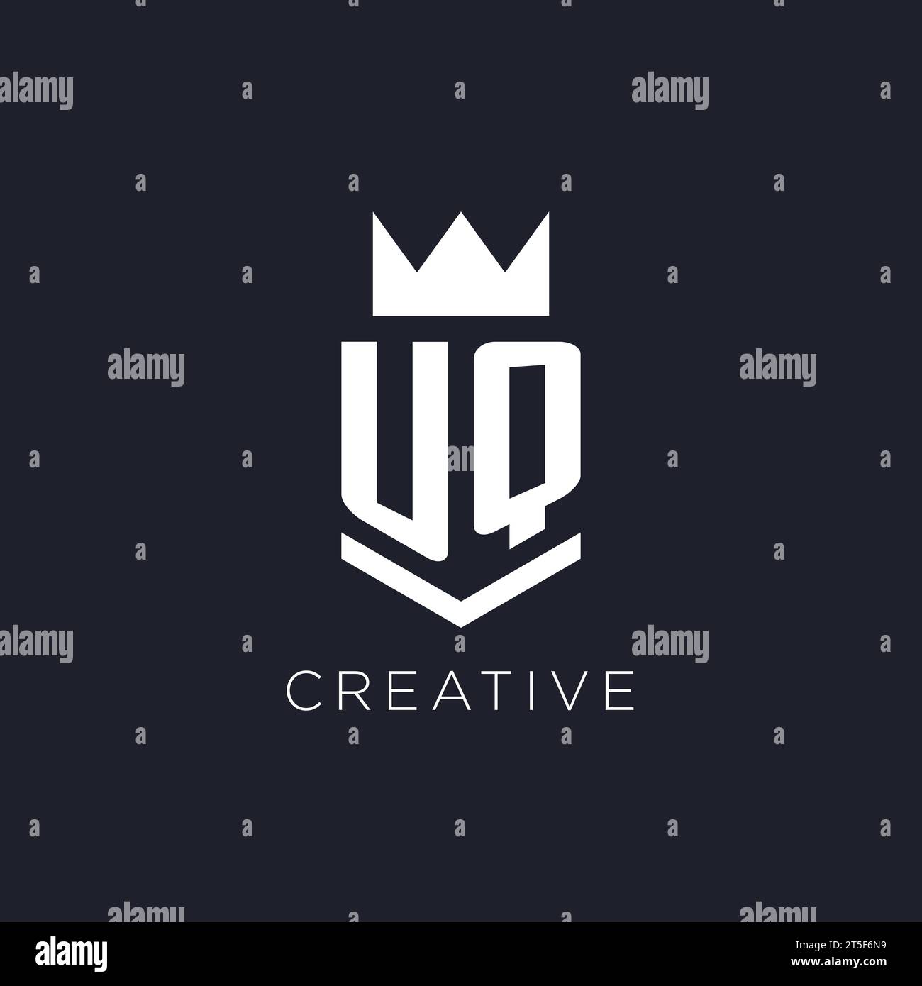 UQ logo with shield and crown, initial monogram logo design ideas Stock ...