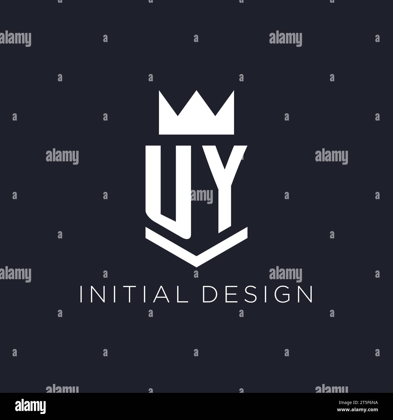 UY logo with shield and crown, initial monogram logo design ideas Stock ...