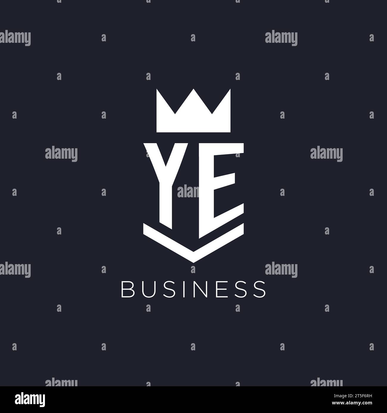 YE logo with shield and crown, initial monogram logo design ideas Stock ...