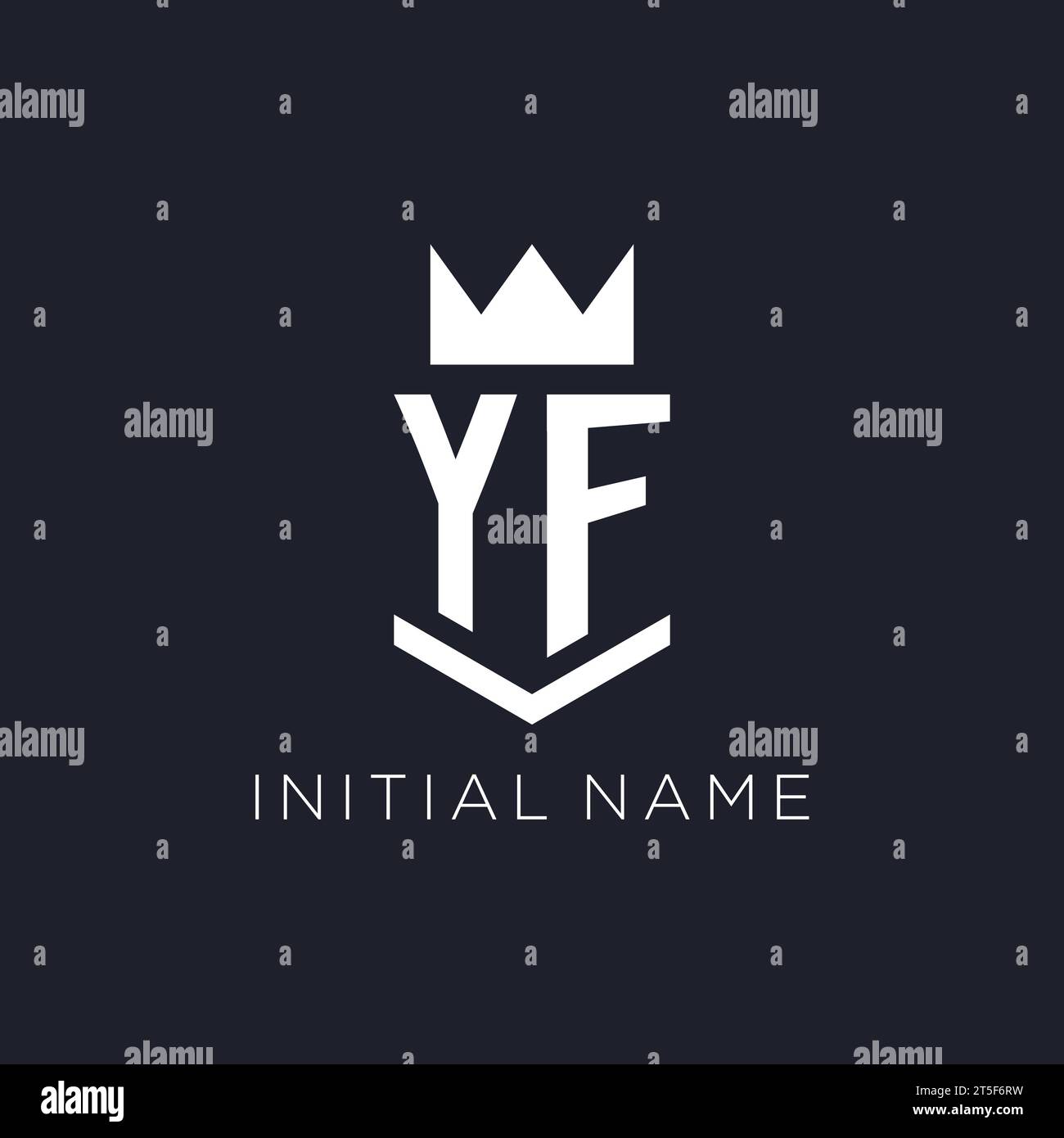YF logo with shield and crown, initial monogram logo design ideas Stock ...