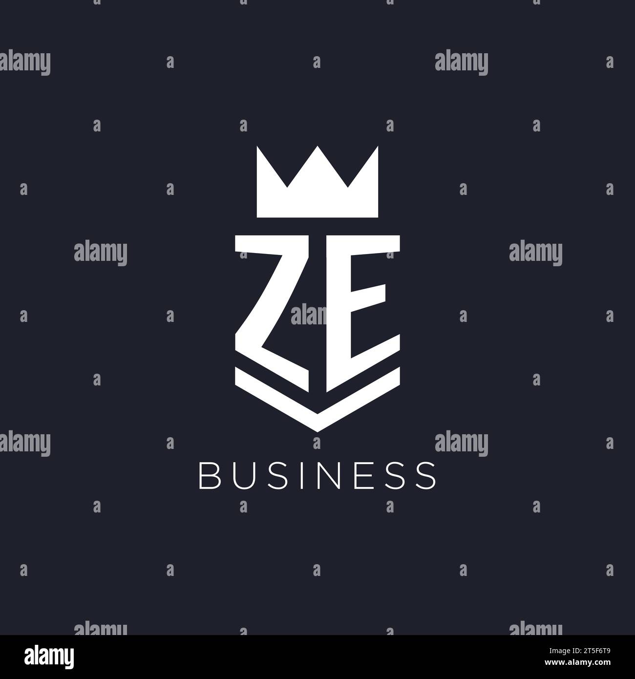 ZE logo with shield and crown, initial monogram logo design ideas Stock Vector Image & Art - Alamy