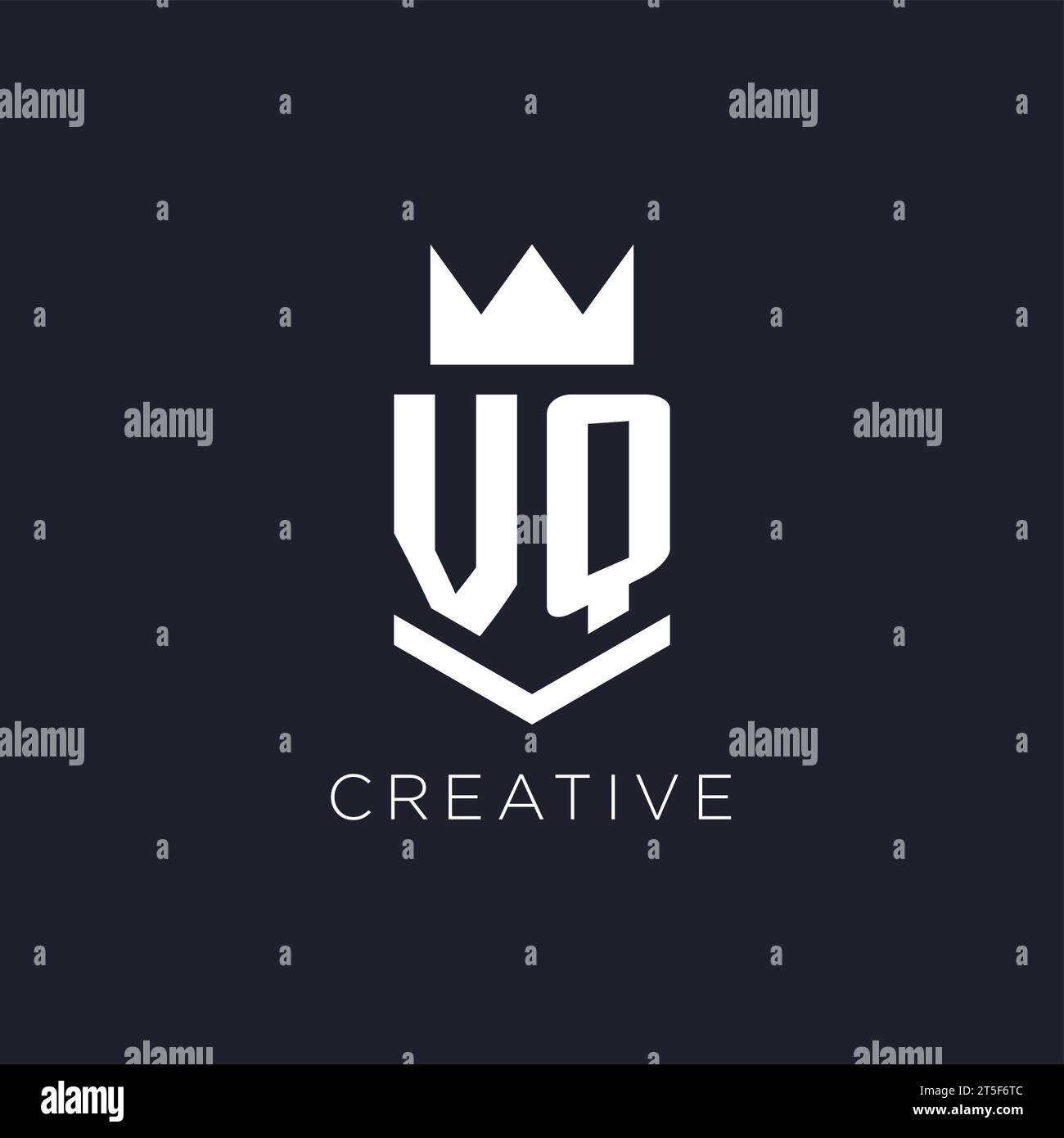VQ logo with shield and crown, initial monogram logo design ideas Stock ...