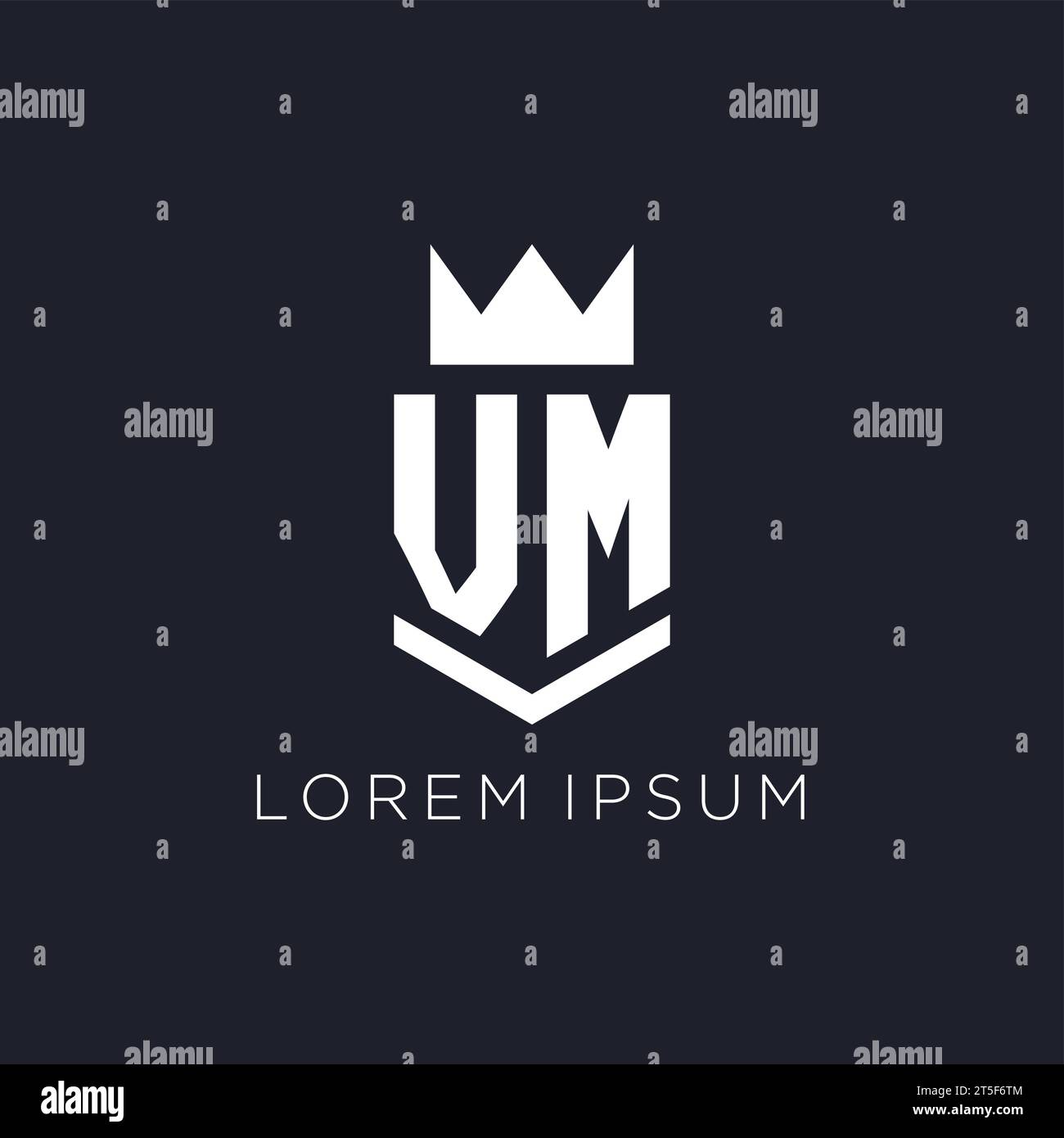 VM logo with shield and crown, initial monogram logo design ideas Stock ...