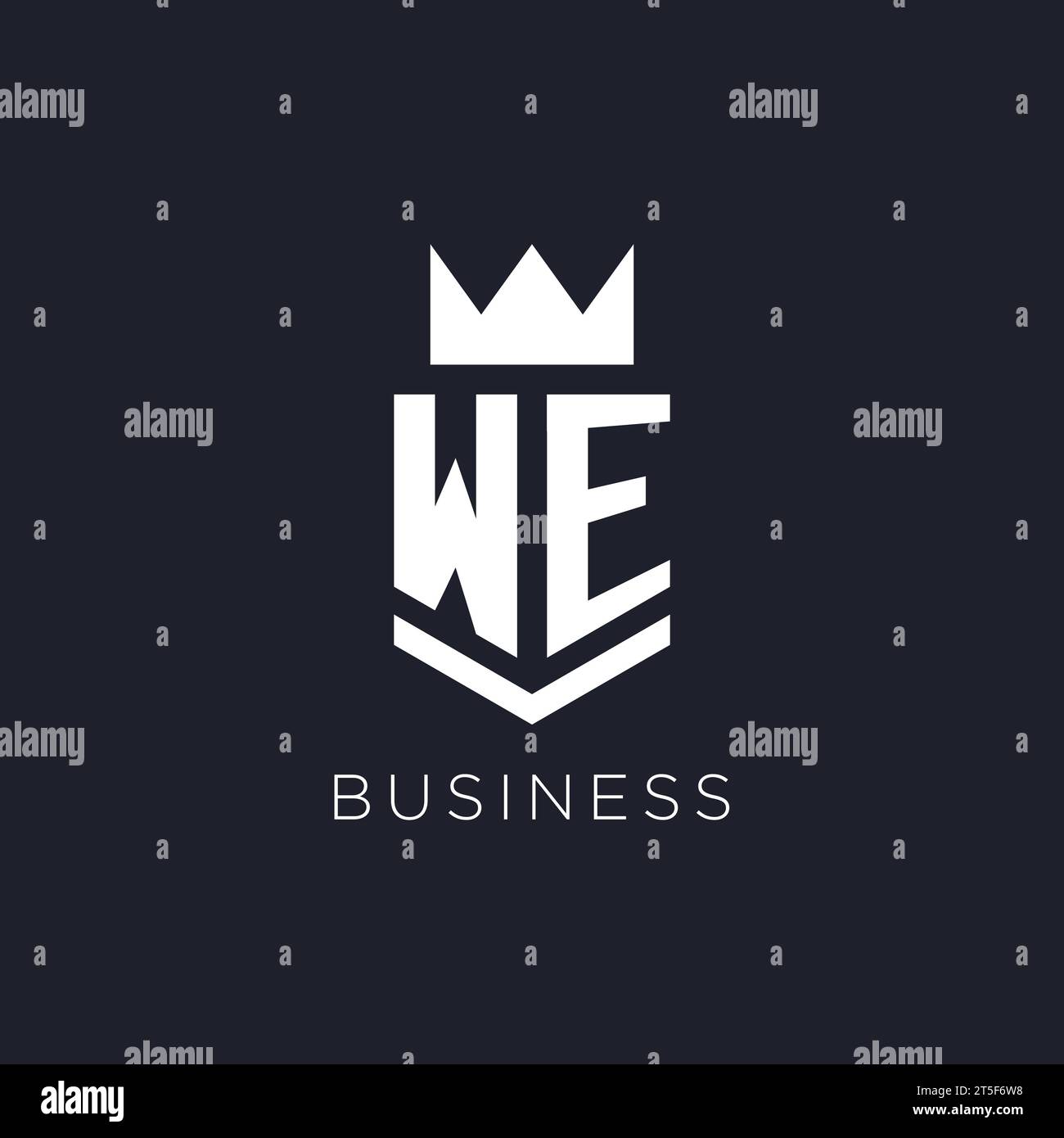 WE logo with shield and crown, initial monogram logo design ideas Stock ...