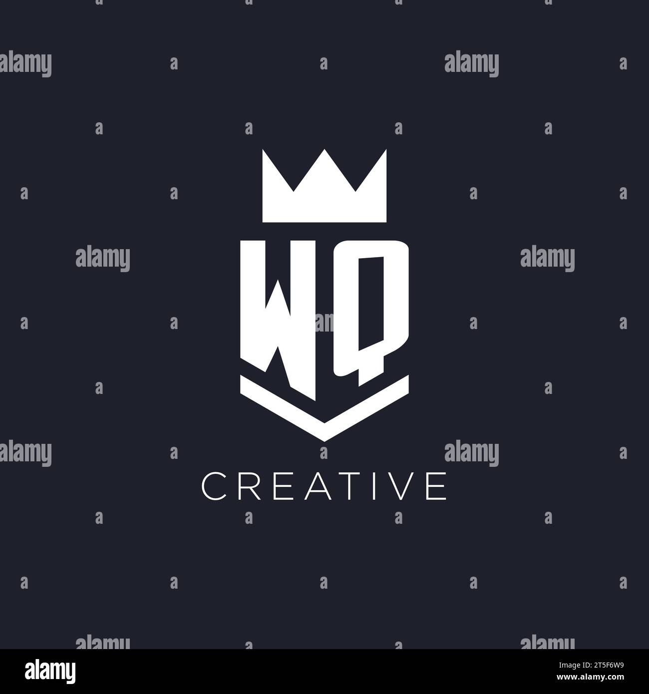 WQ logo with shield and crown, initial monogram logo design ideas Stock ...