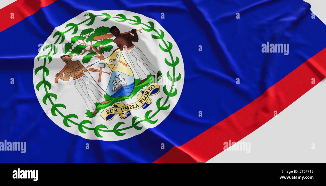 Flag of Belize. Fabric textured Belize flag isolated on white ...