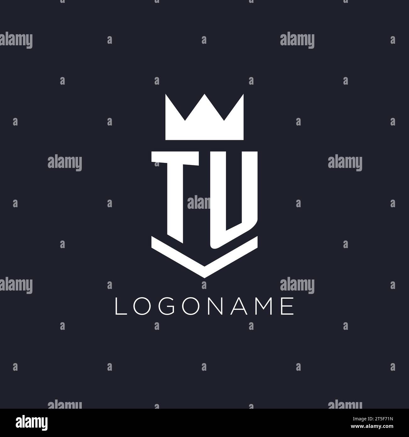 TU logo with shield and crown, initial monogram logo design ideas Stock ...