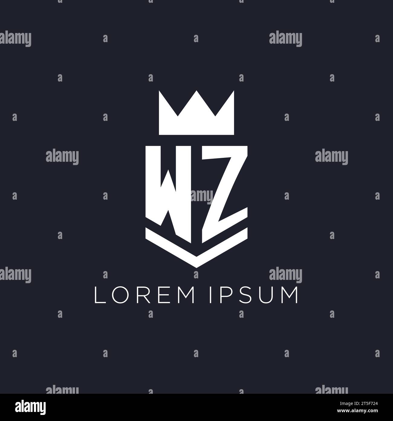 WZ logo with shield and crown, initial monogram logo design ideas Stock ...