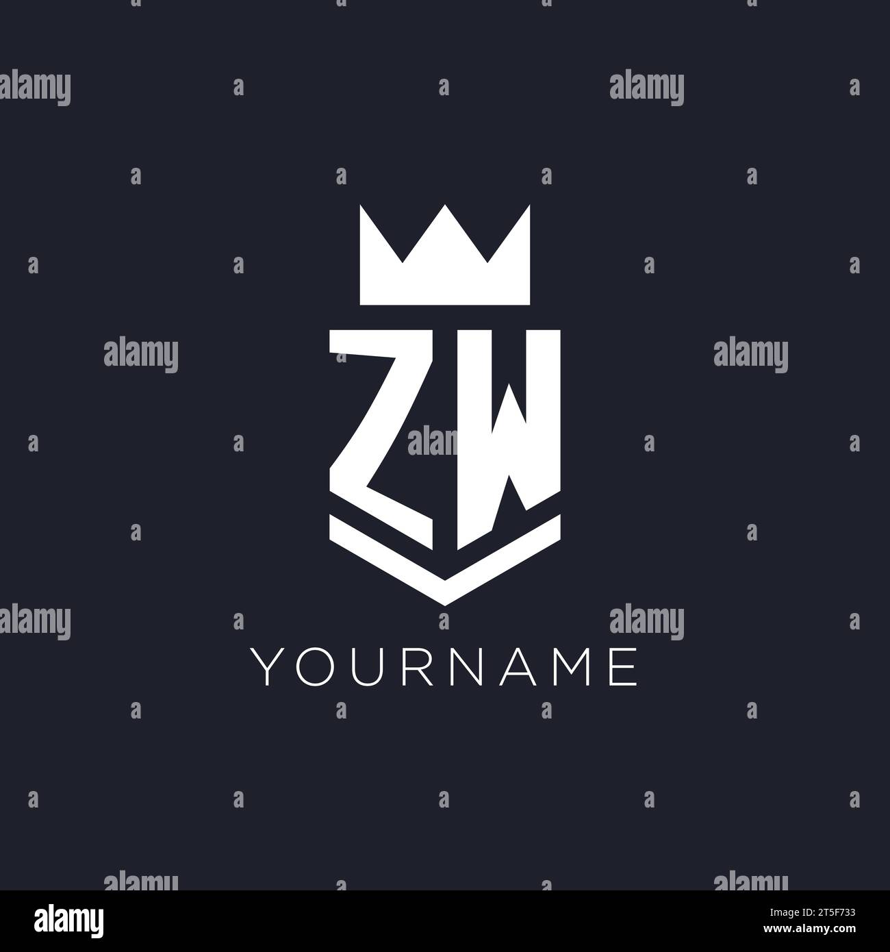 ZW logo with shield and crown, initial monogram logo design ideas Stock ...