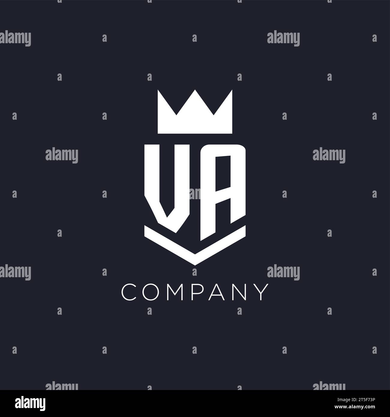 VA logo with shield and crown, initial monogram logo design ideas Stock ...