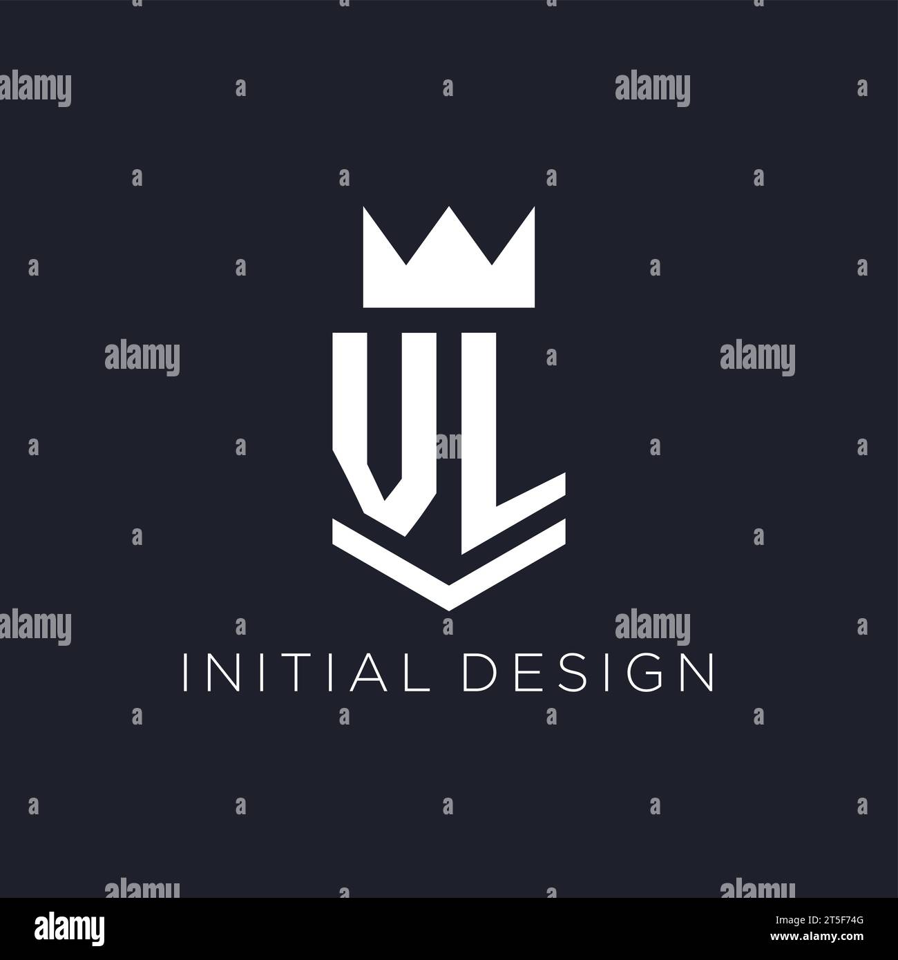 VL logo with shield and crown, initial monogram logo design ideas Stock ...