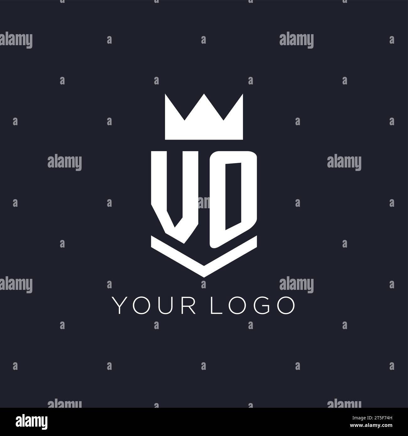 VO logo with shield and crown, initial monogram logo design ideas Stock ...