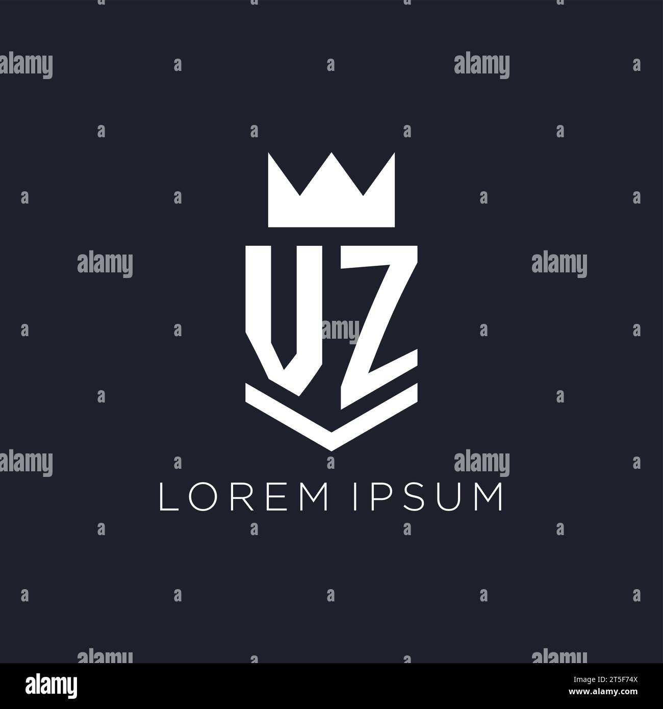 VZ logo with shield and crown, initial monogram logo design ideas Stock ...