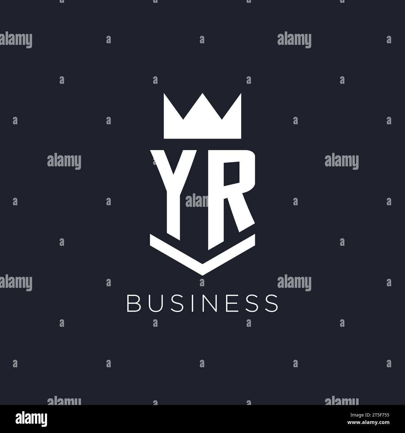 YR logo with shield and crown, initial monogram logo design ideas Stock ...