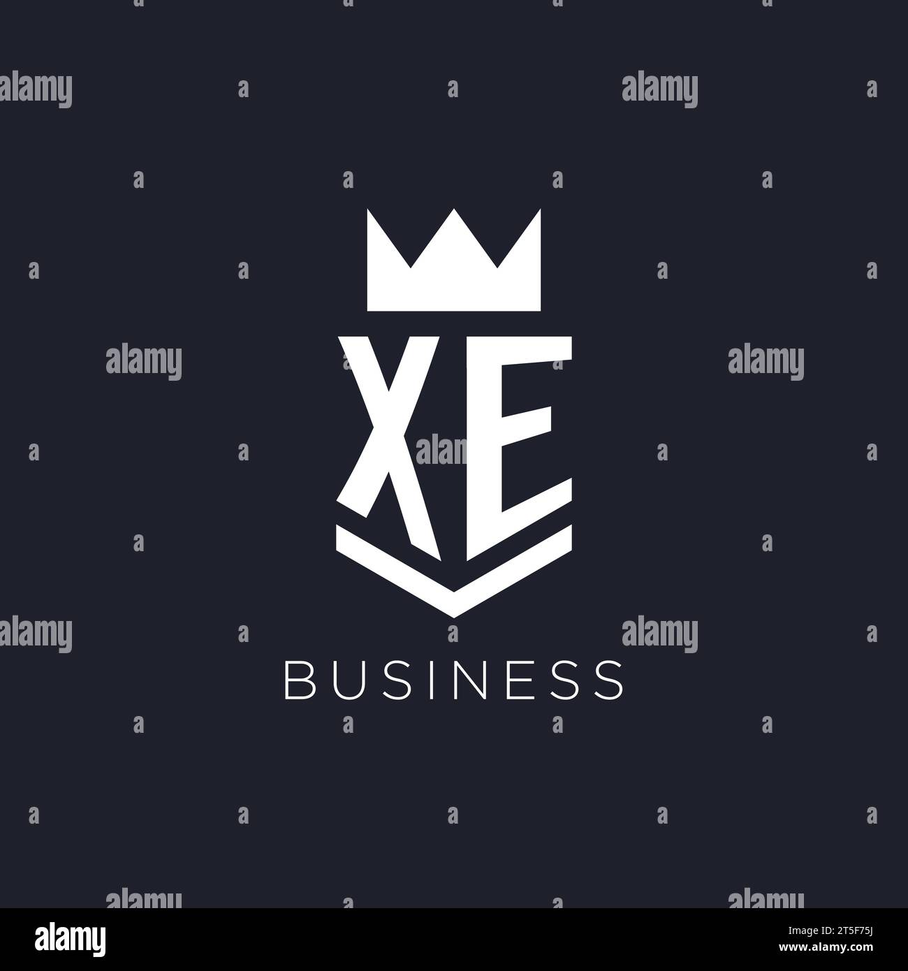 XE logo with shield and crown, initial monogram logo design ideas Stock ...
