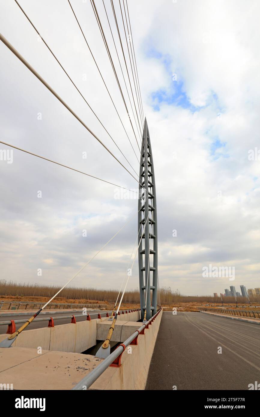 Bridge cable-stayed steel beam Stock Photo - Alamy