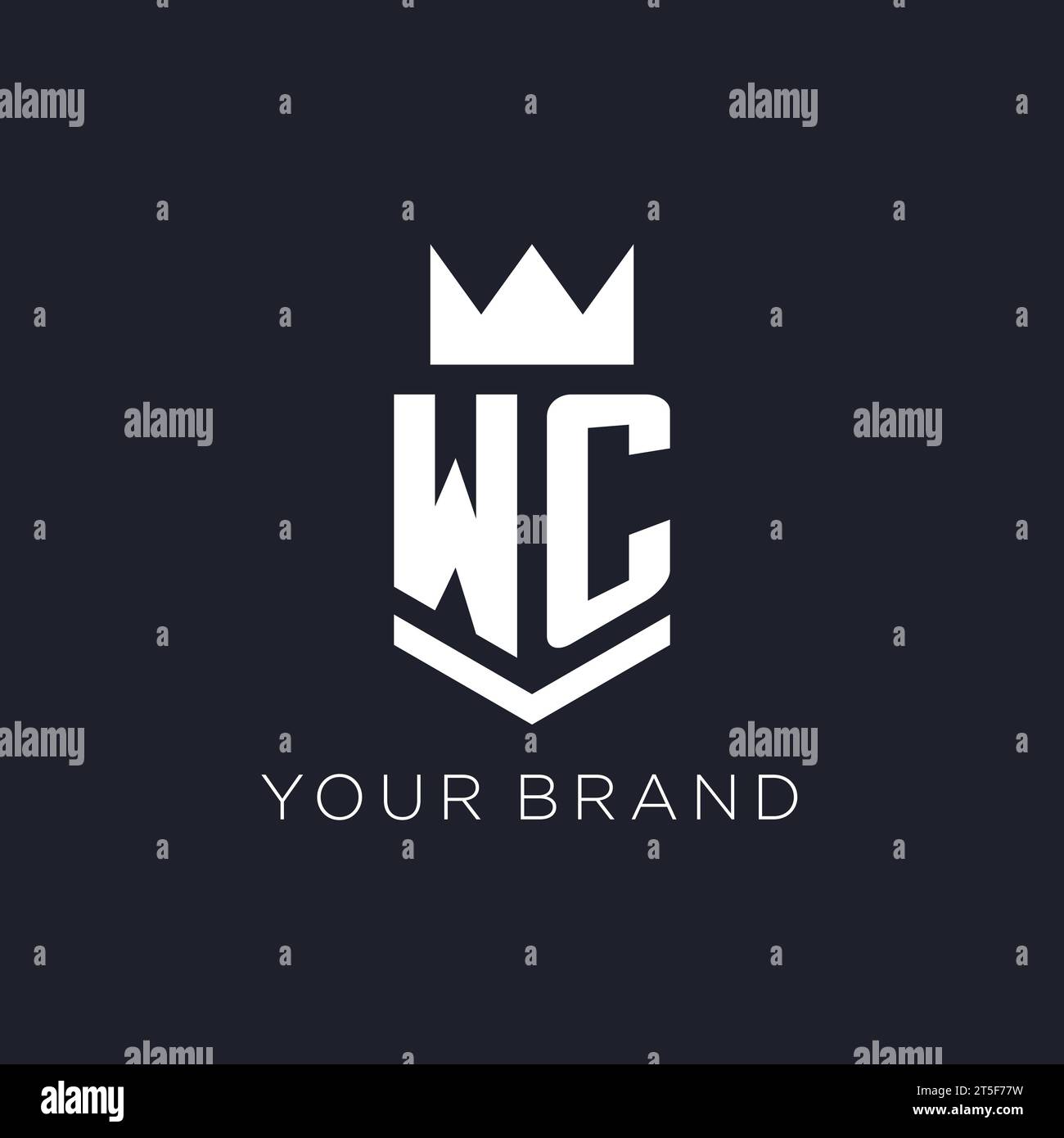 WC logo with shield and crown, initial monogram logo design ideas Stock ...