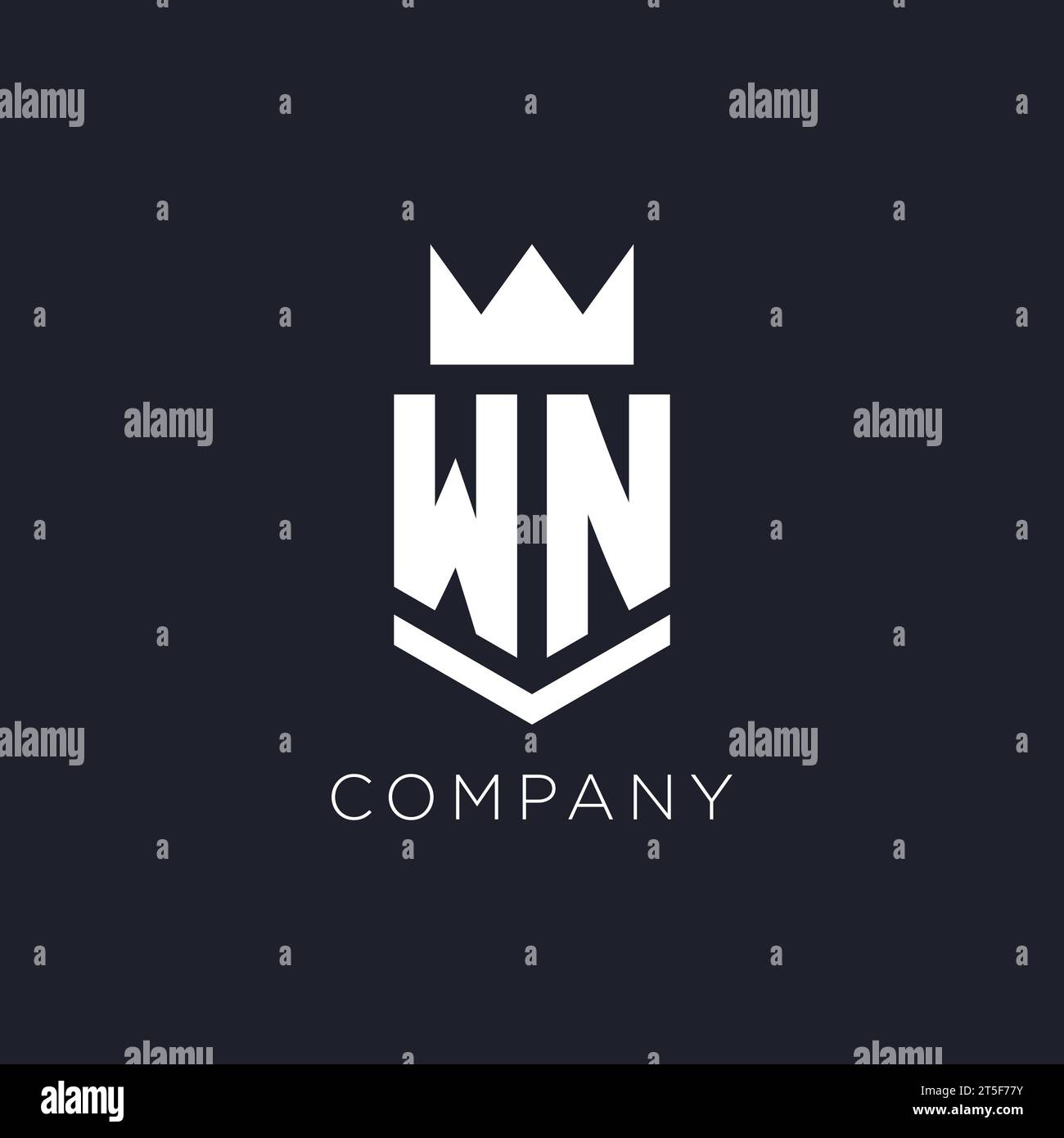 WN logo with shield and crown, initial monogram logo design ideas Stock ...
