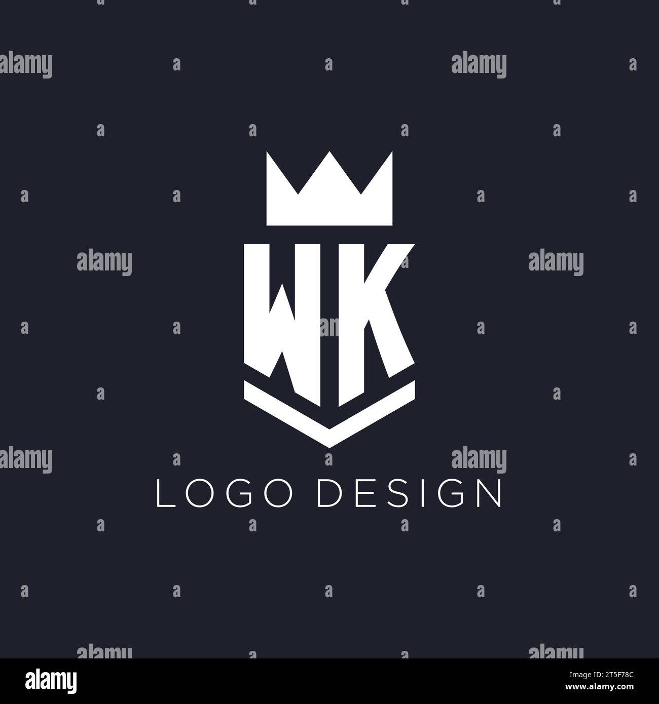WK logo with shield and crown, initial monogram logo design ideas Stock ...