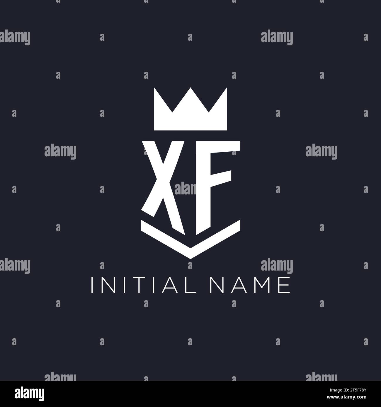 XF logo with shield and crown, initial monogram logo design ideas Stock ...