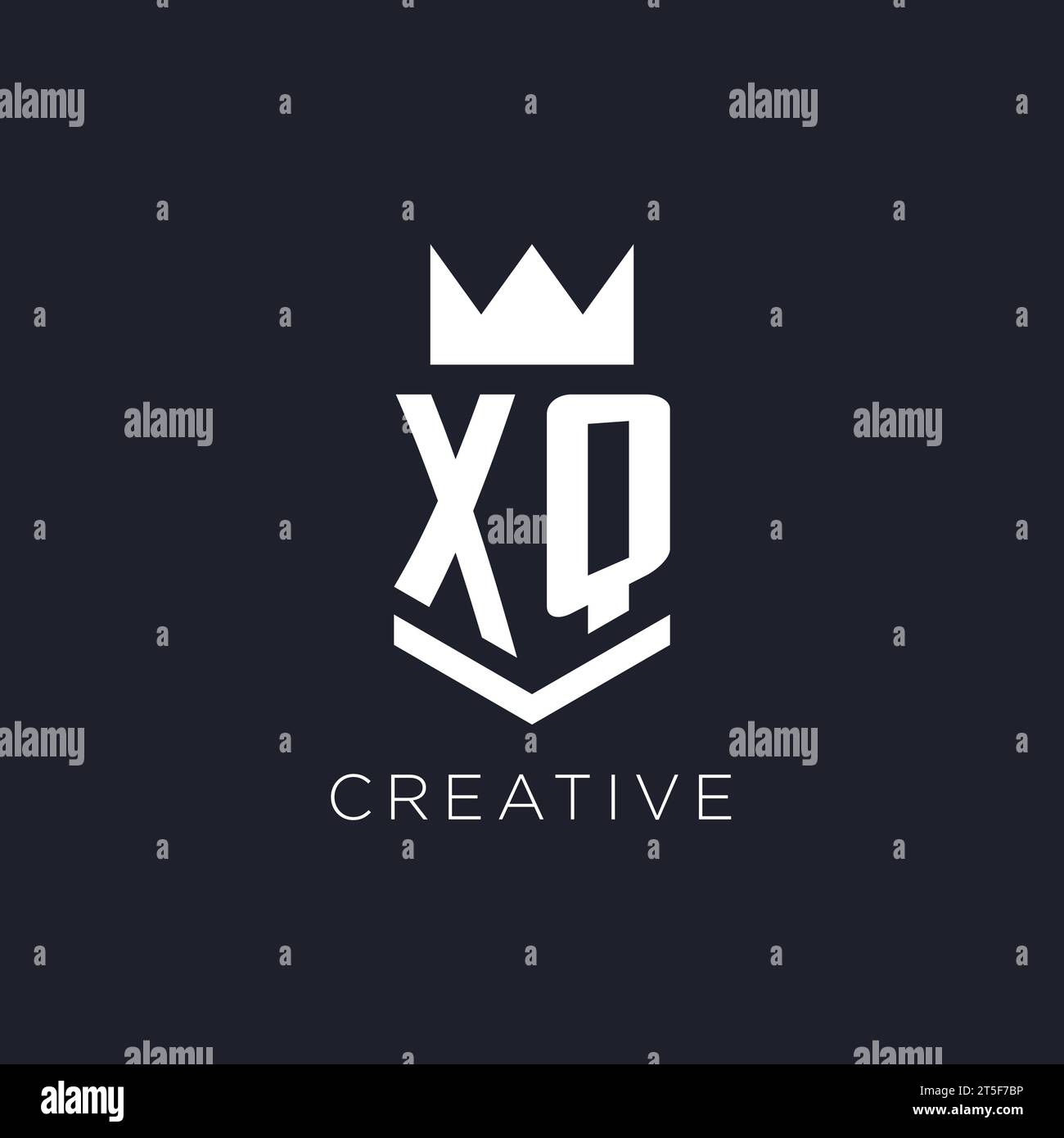 XQ logo with shield and crown, initial monogram logo design ideas Stock ...