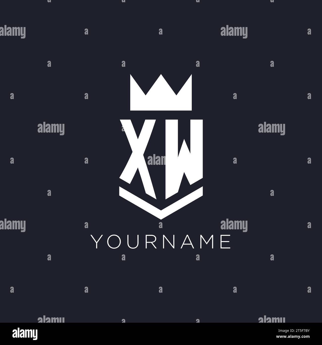 XW logo with shield and crown, initial monogram logo design ideas Stock ...