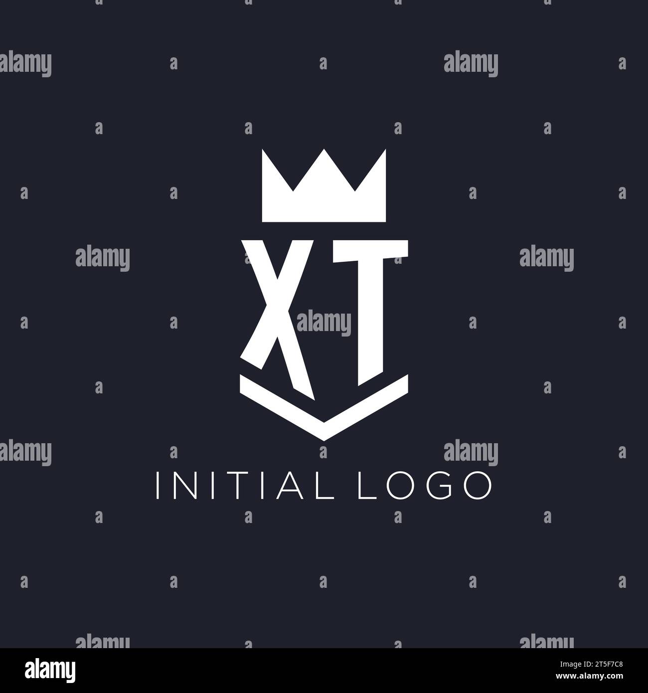 XT logo with shield and crown, initial monogram logo design ideas Stock ...