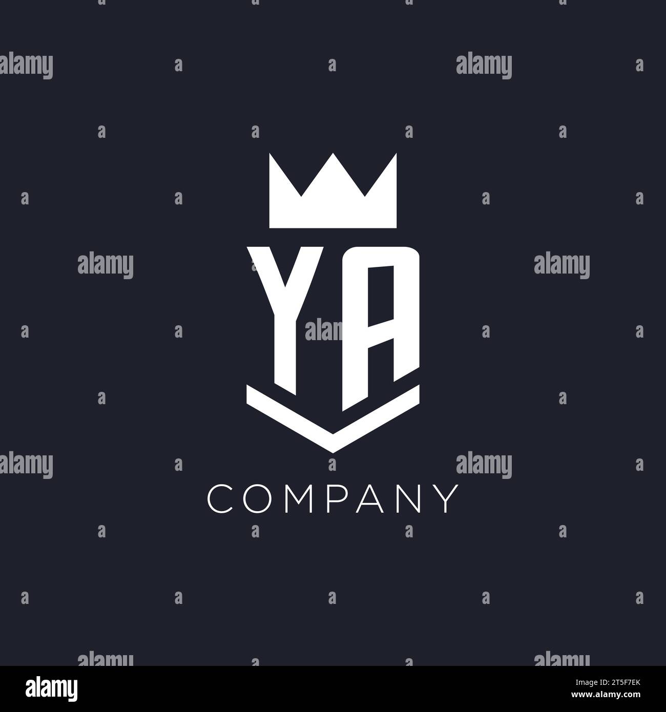 YA logo with shield and crown, initial monogram logo design ideas Stock ...