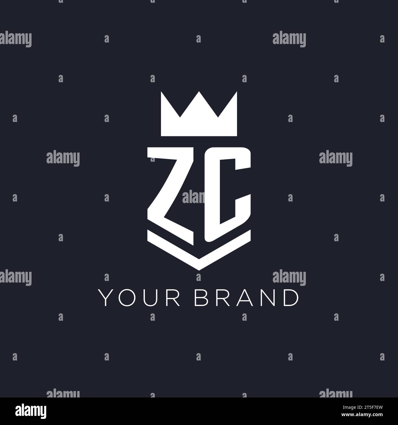 ZC logo with shield and crown, initial monogram logo design ideas Stock Vector Image & Art - Alamy