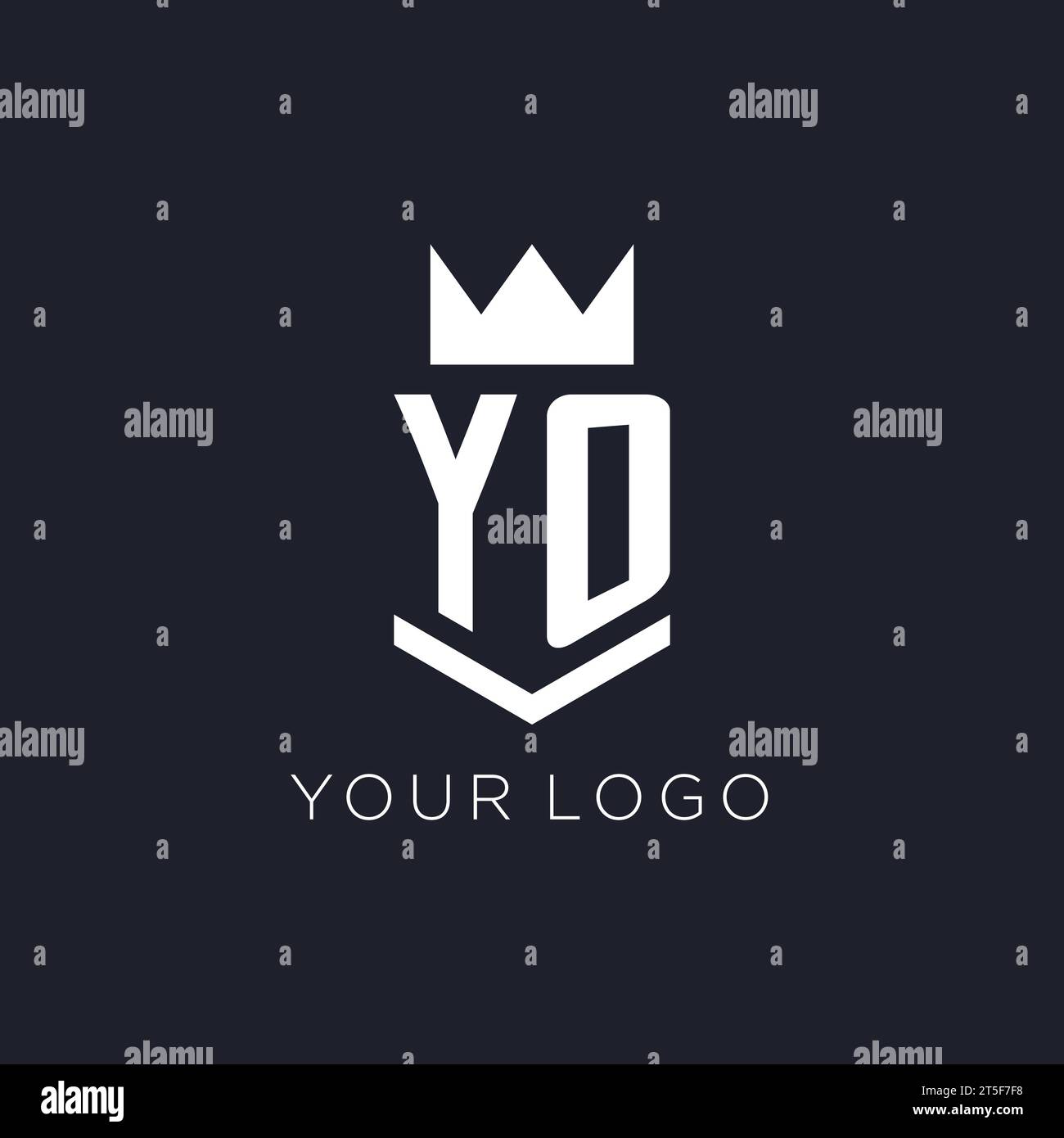 YO logo with shield and crown, initial monogram logo design ideas Stock ...