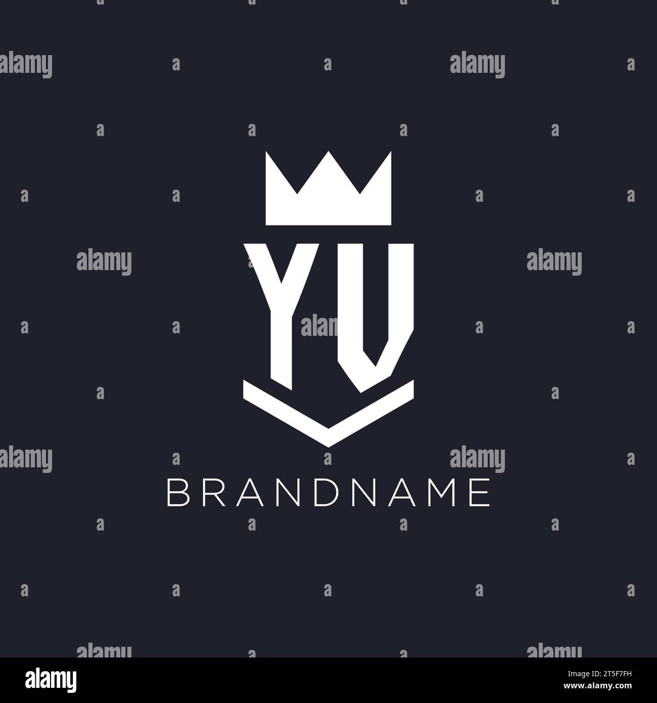 YV logo with shield and crown, initial monogram logo design ideas Stock ...