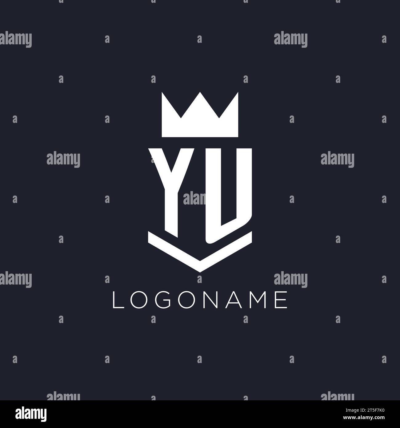 YU logo with shield and crown, initial monogram logo design ideas Stock ...