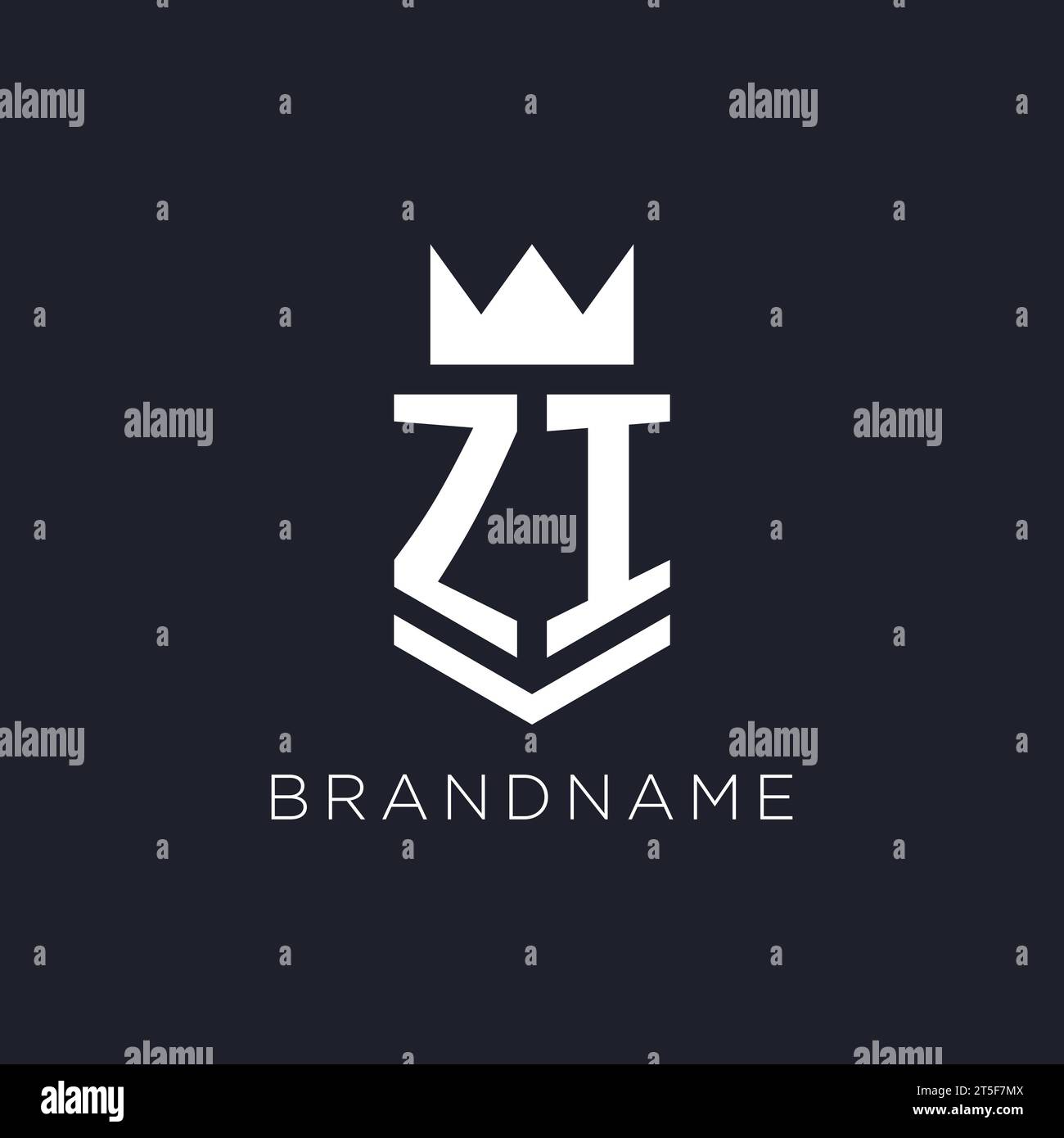 ZI logo with shield and crown, initial monogram logo design ideas Stock ...