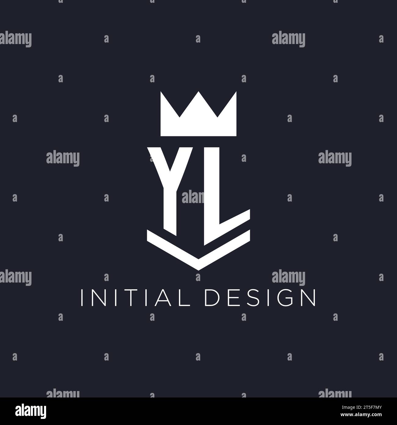 YL logo with shield and crown, initial monogram logo design ideas Stock ...