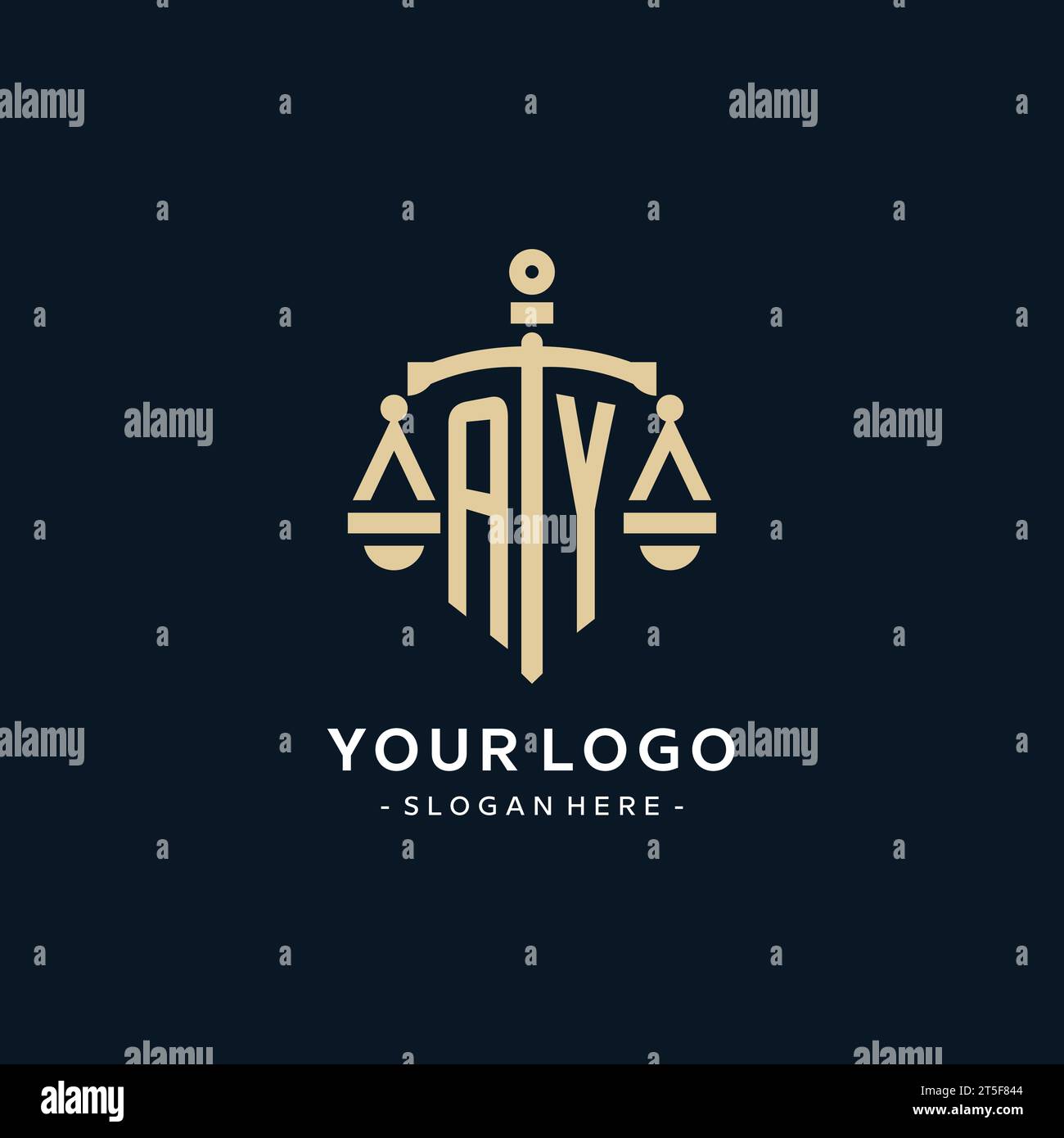 AY initial logo with scale of justice and shield icon, luxury and ...