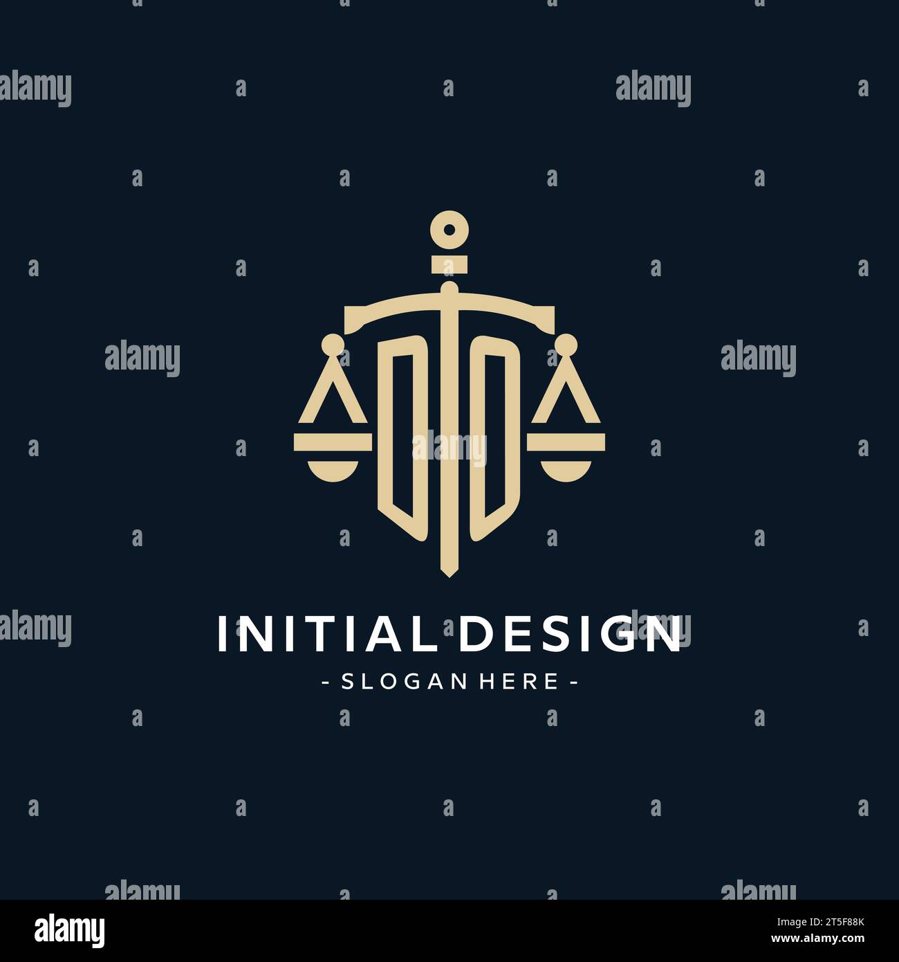 DO initial logo with scale of justice and shield icon, luxury and ...