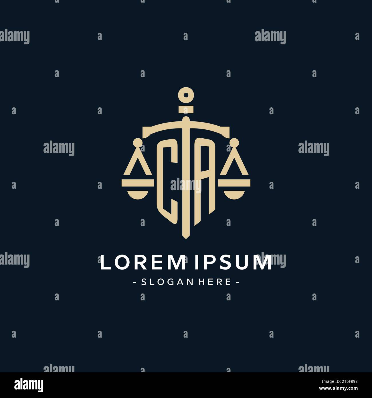 CA initial logo with scale of justice and shield icon, luxury and ...